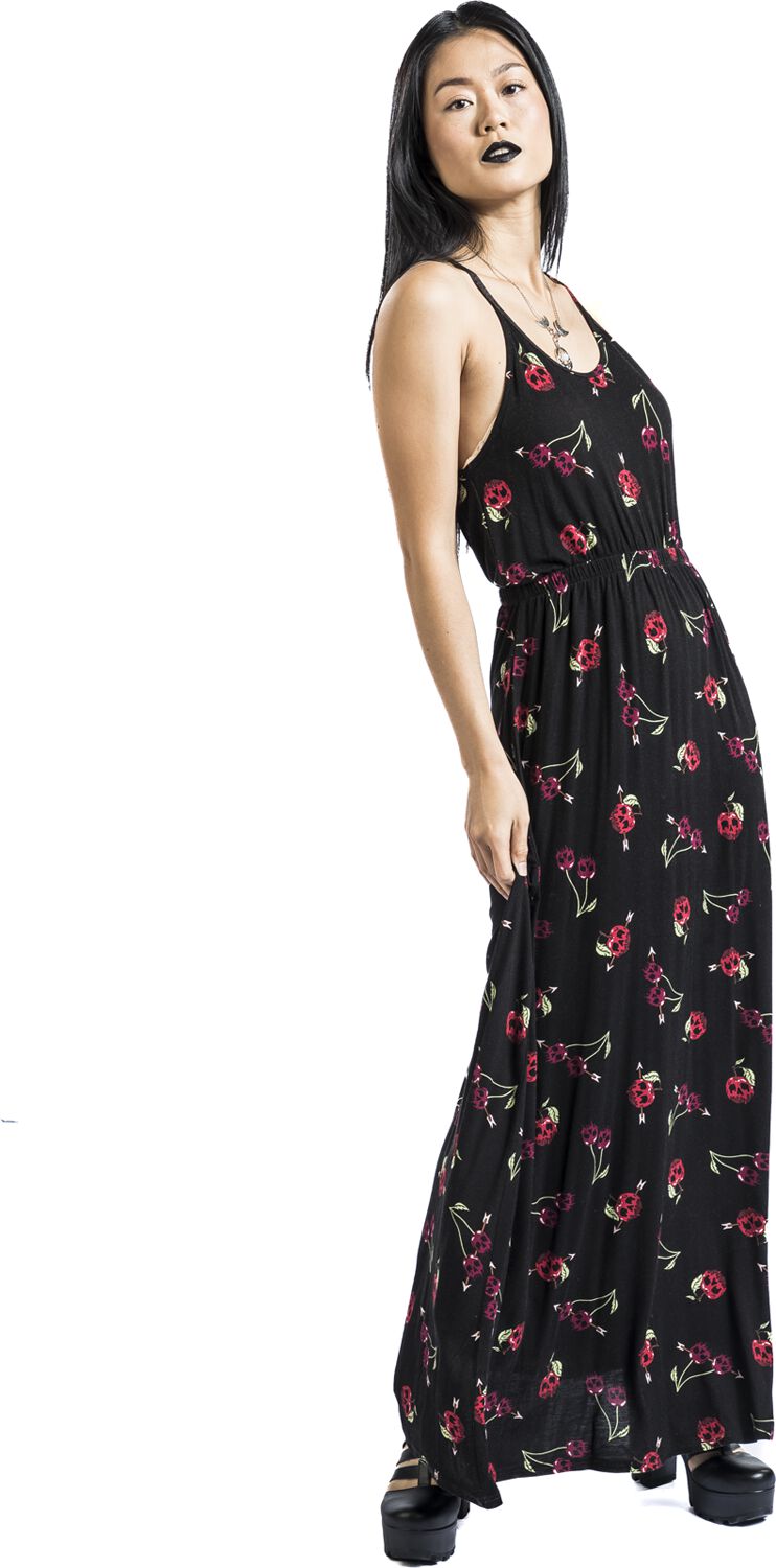 Robe Longue avec Imprimé Intégral Crânes Cerises | Rock Rebel by EMP ...